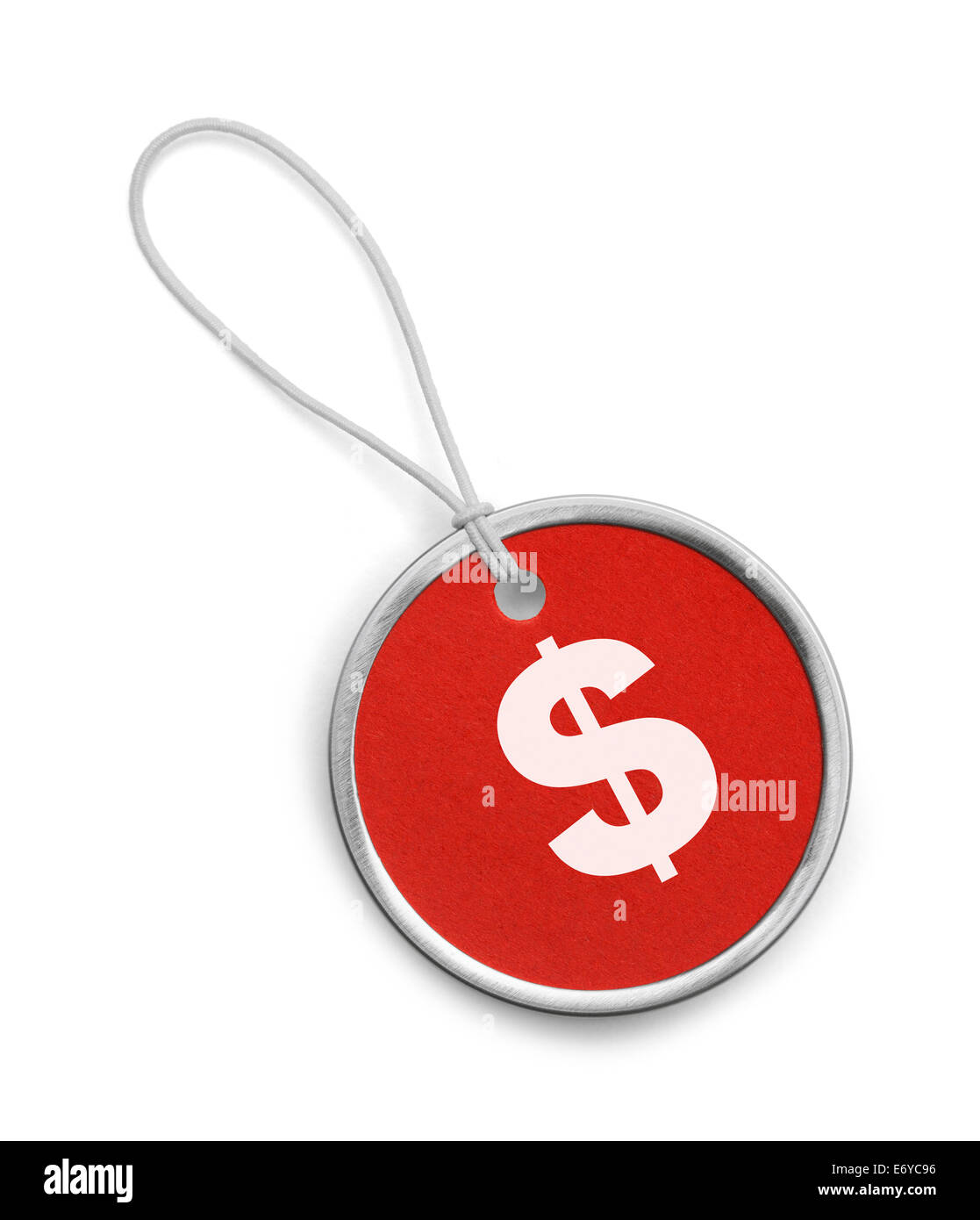 Round Red Money Tag Isolated on White Background Stock Photo - Alamy