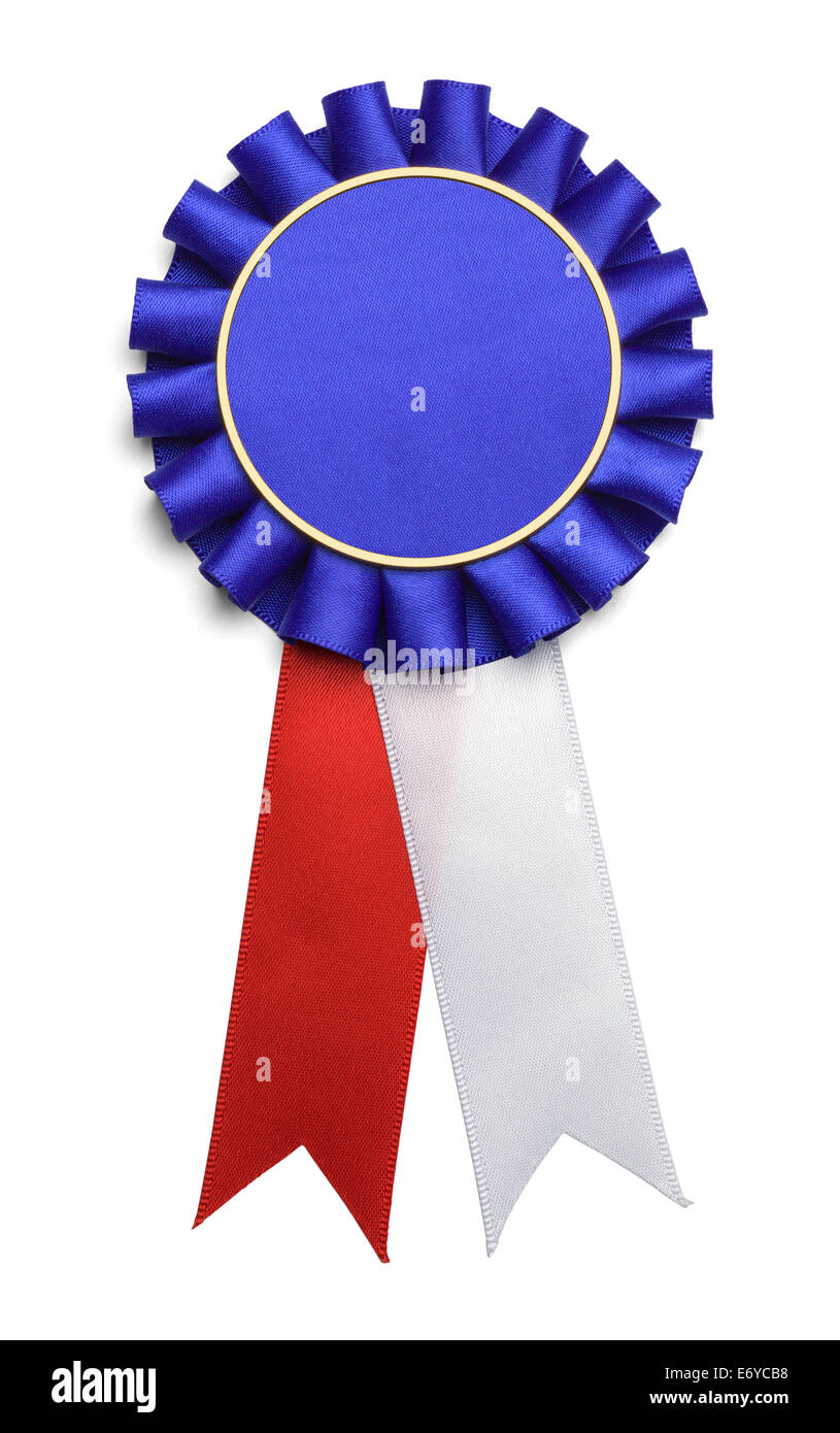 Large Round Red White and Blue Ribbon Isolated on White Background ...