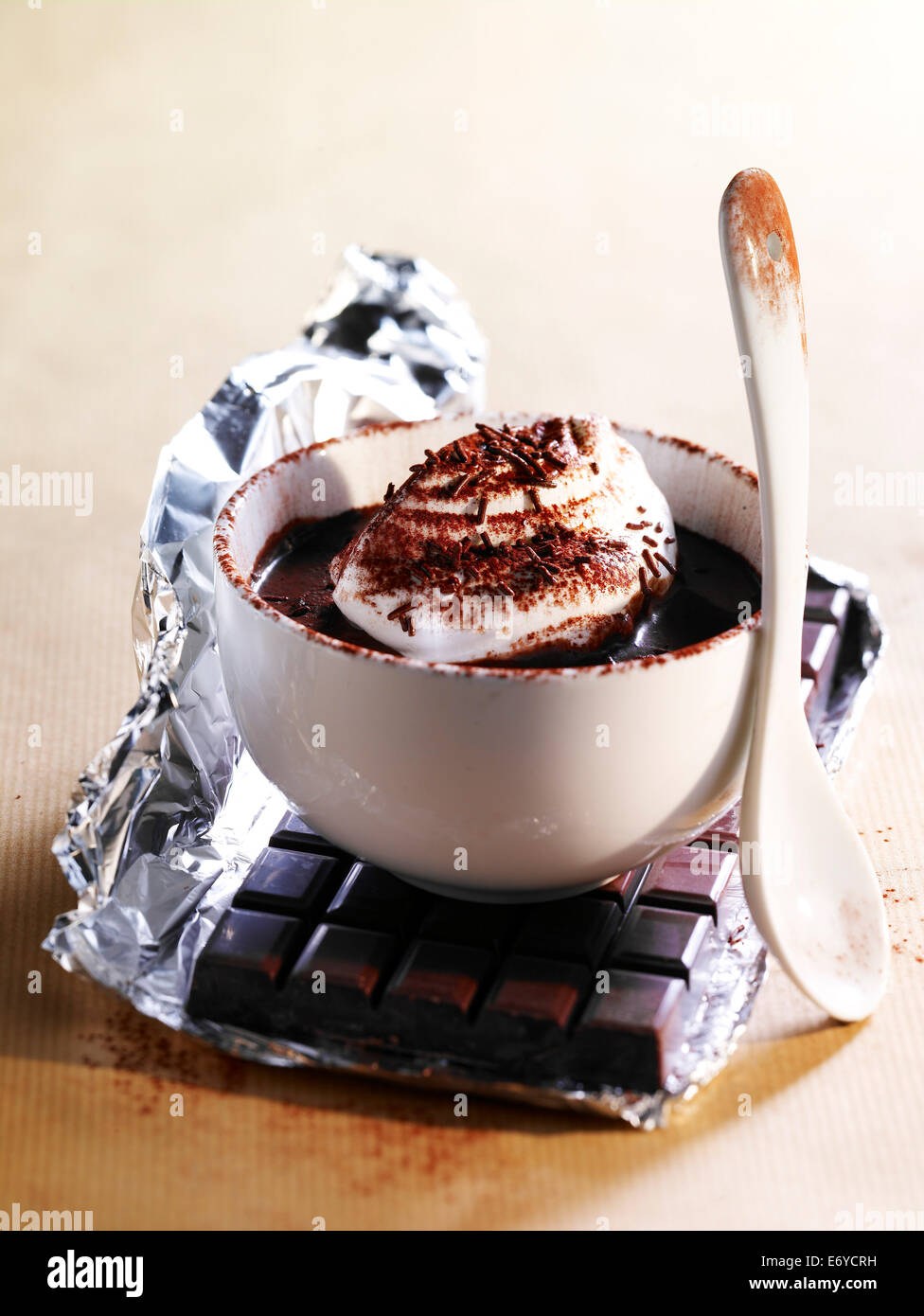 Chocolate floating island Stock Photo - Alamy