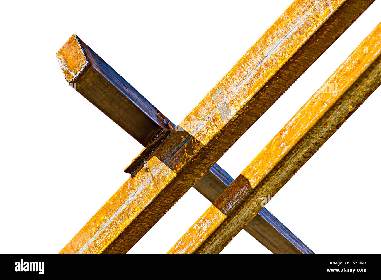 Rusty metal beams isolated against white background Stock Photo - Alamy