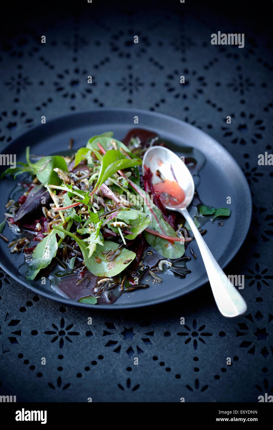 Black rice,beetroot and parmesan fancy salad Stock Photo - Alamy