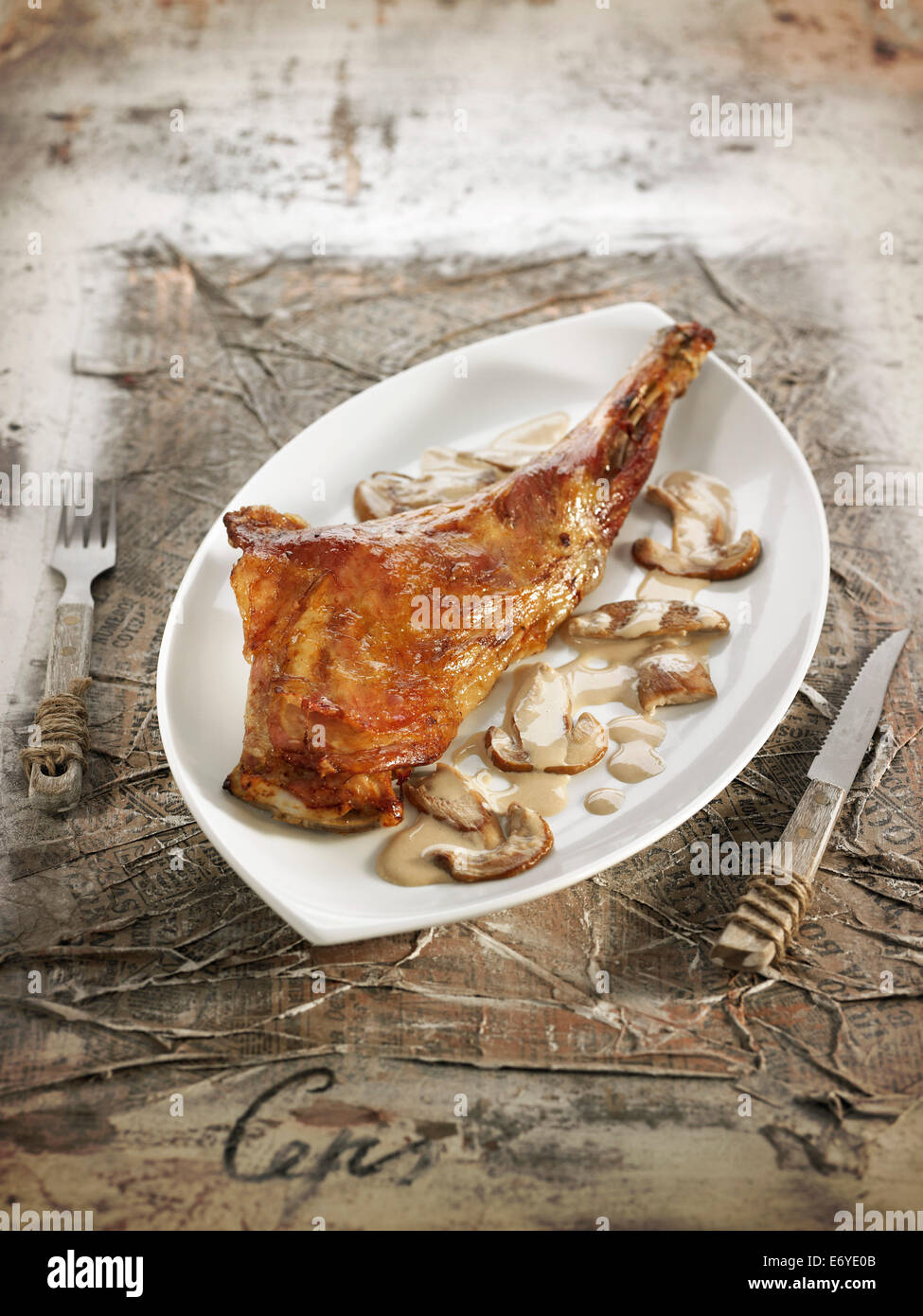 Lamb chop with ceps Stock Photo - Alamy
