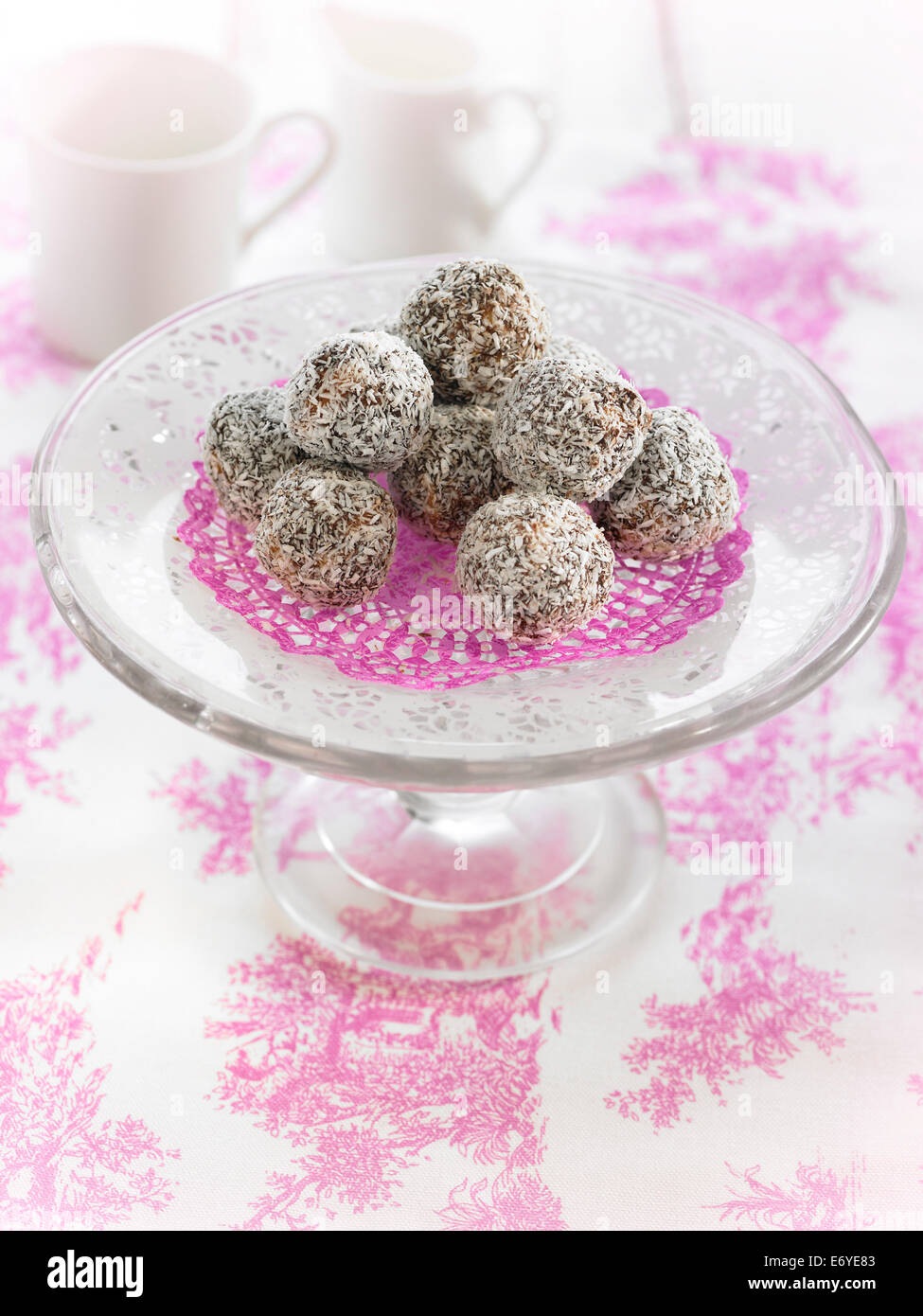 Chocolate truffles coated in grated coconut Stock Photo - Alamy