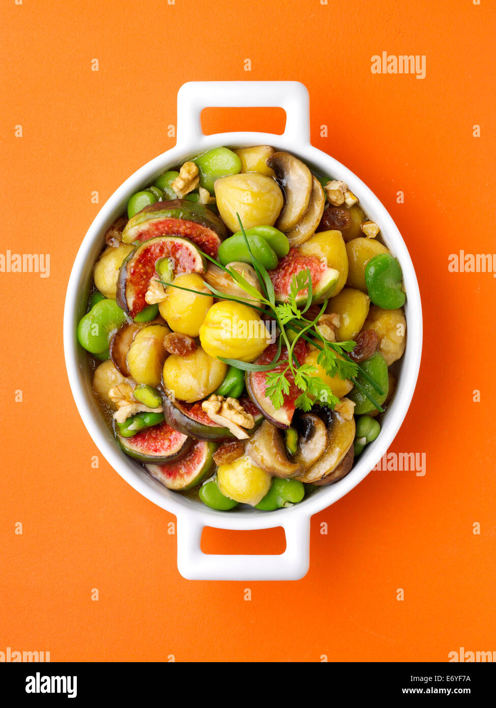 Pan-fried chestnuts with fruit and vegetables Stock Photo - Alamy