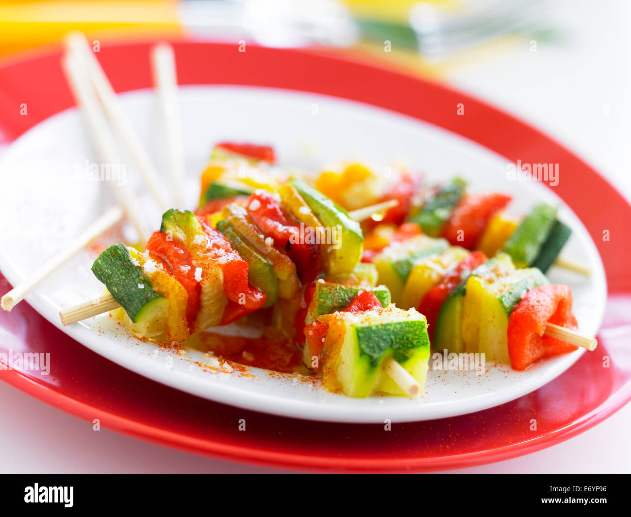 Mini vegetable brochettes Stock Photo - Alamy