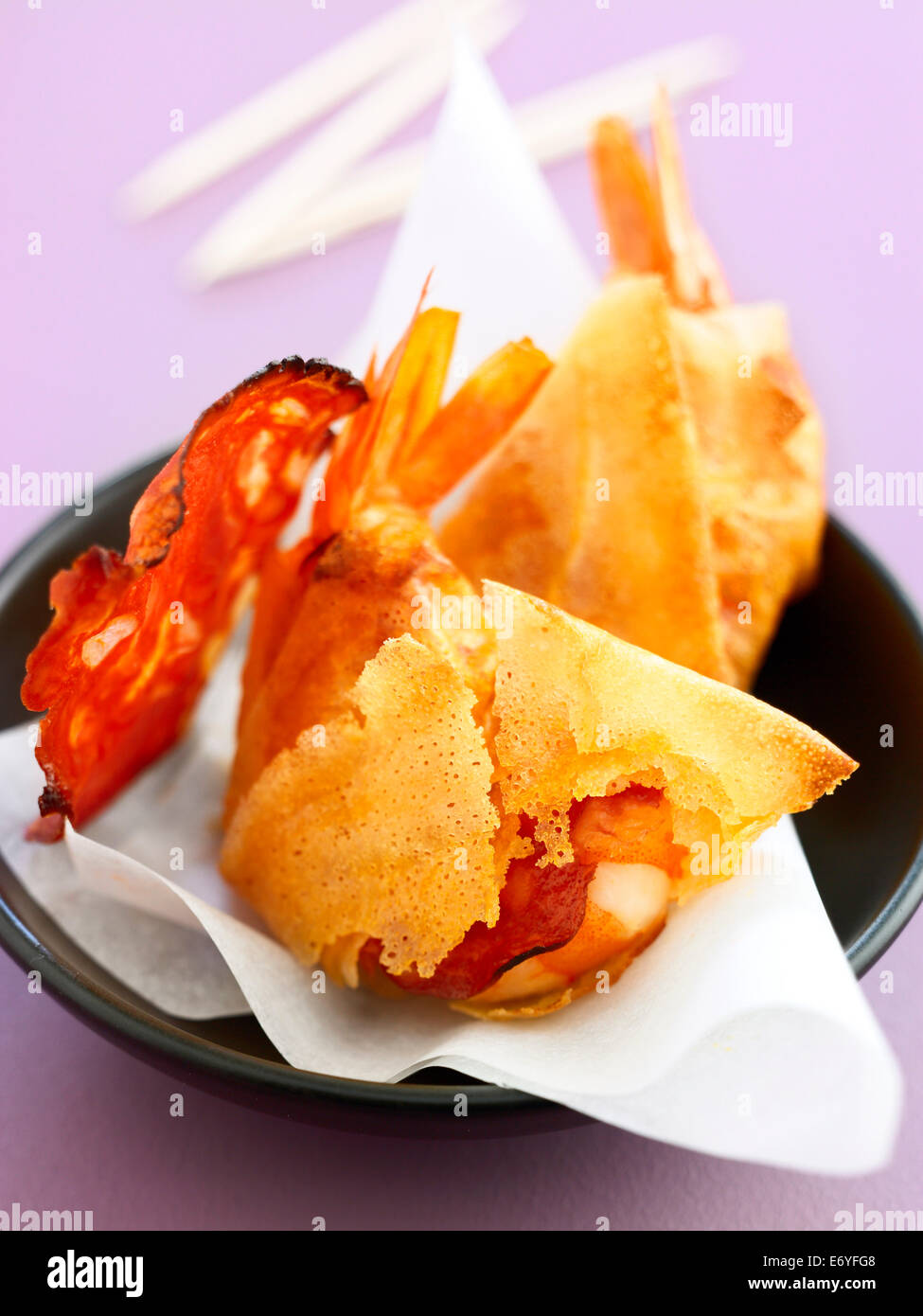 Shrimp and chorizo samossas Stock Photo - Alamy