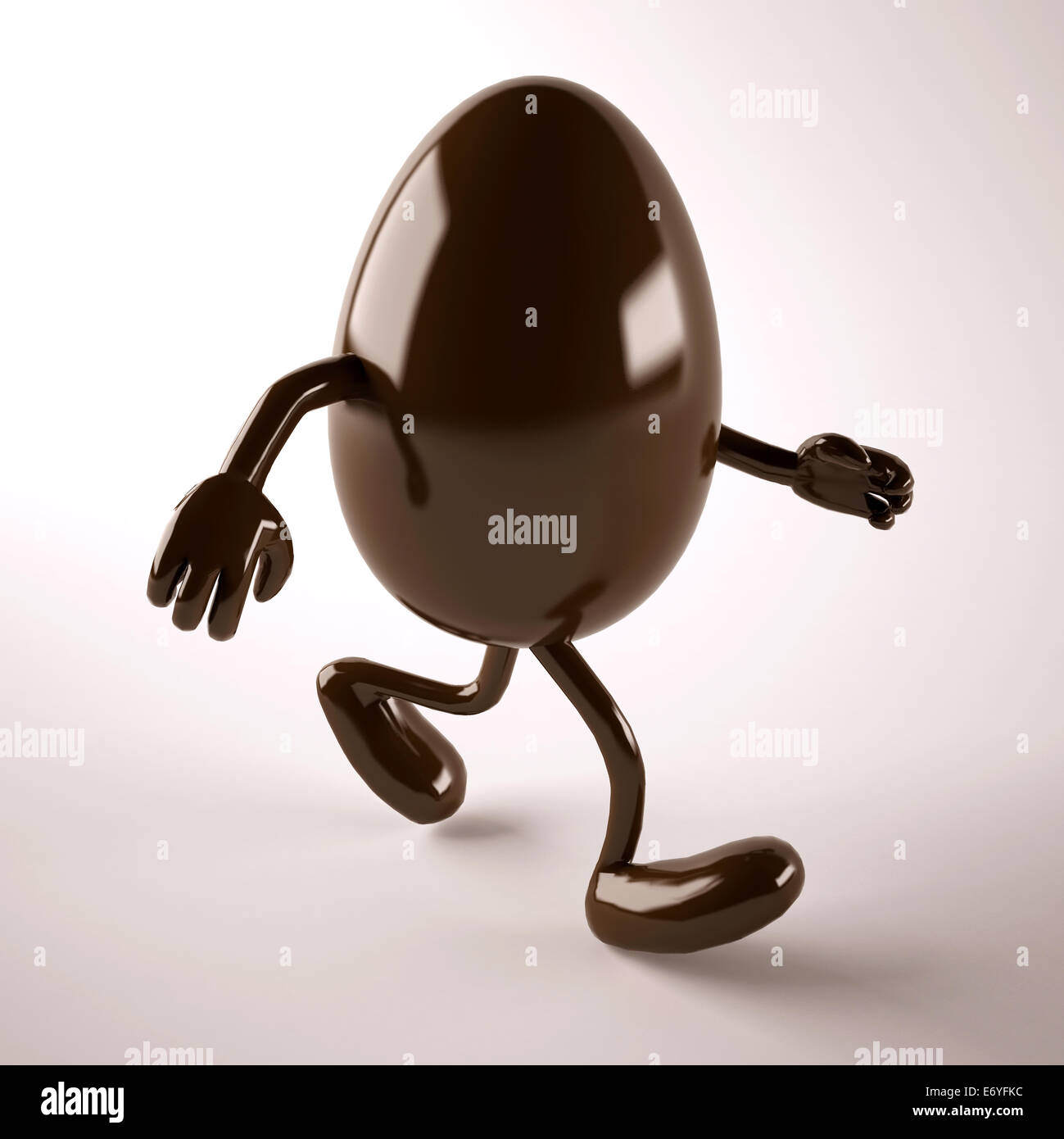 chocolate egg with arms and legs that run, 3d illustration Stock Photo ...