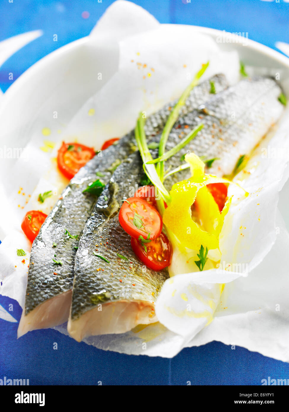 Raw bass fillets Stock Photo - Alamy