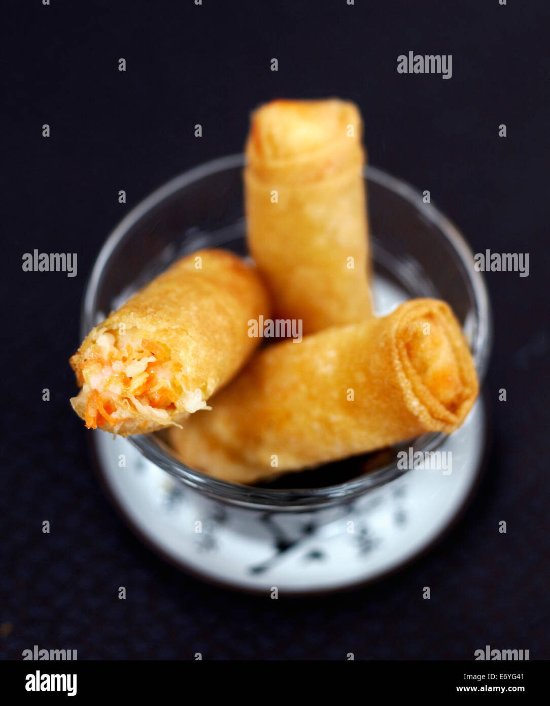 Rice,mimolette and vegetable nems Stock Photo - Alamy