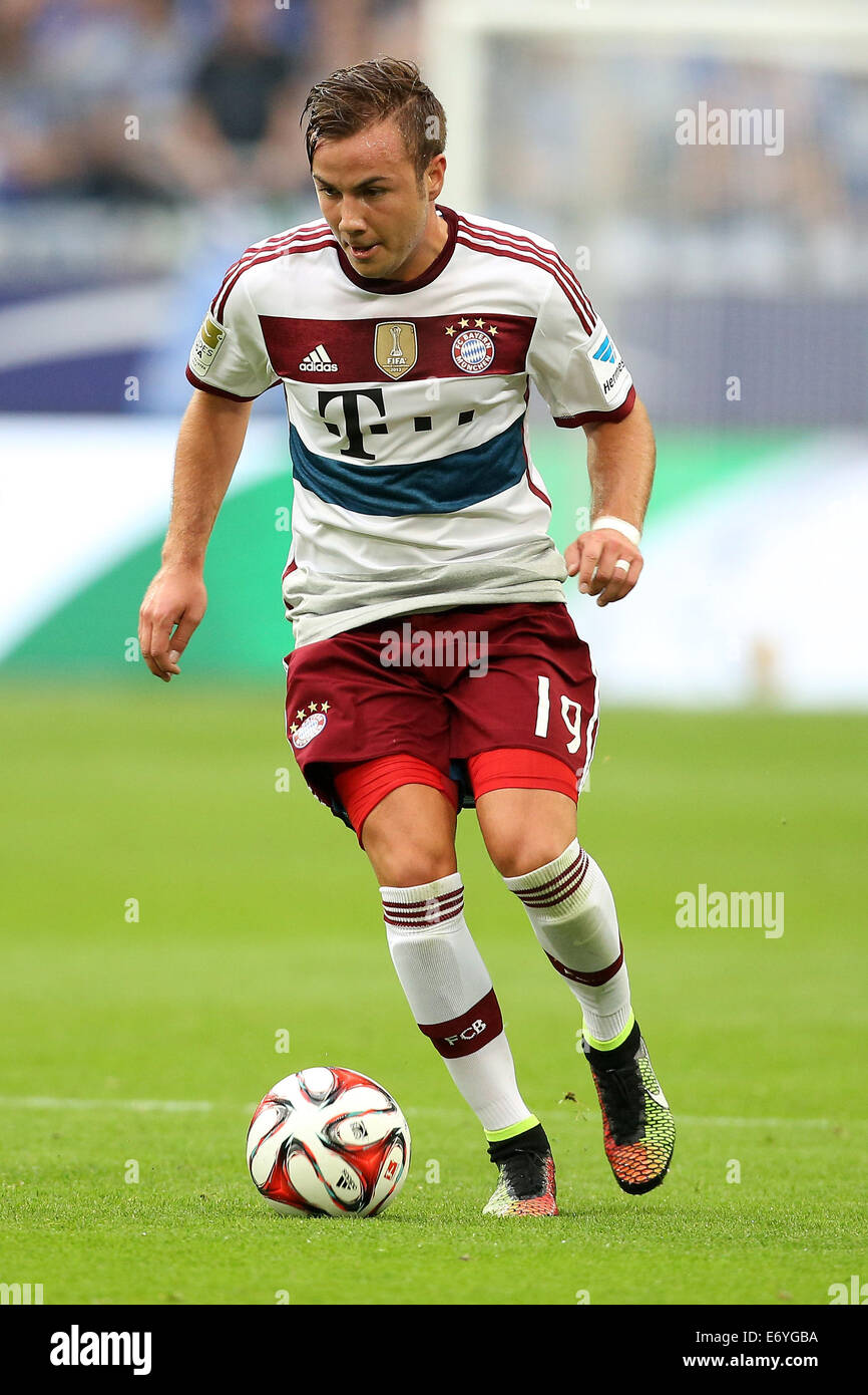Gelsenkirchen, Germany. 30th Aug, 2014. Munich's Mario Goetze in action ...