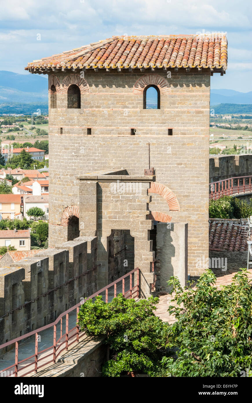 Carcassonne Romanesque tower Stock Photo - Alamy