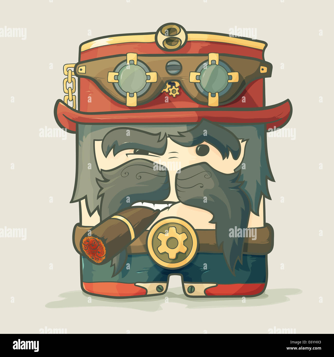 Steampunk dirigible pilot with goggles and hat, leather jacket Stock ...