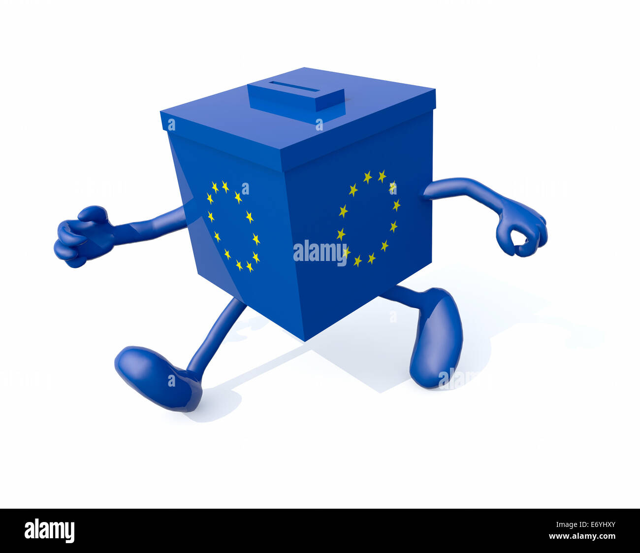 european ballot box with arms and legs that run, 3d illustration Stock ...