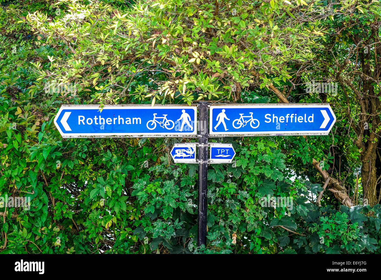 Cycle Route Sign,Rotherham Stock Photo - Alamy