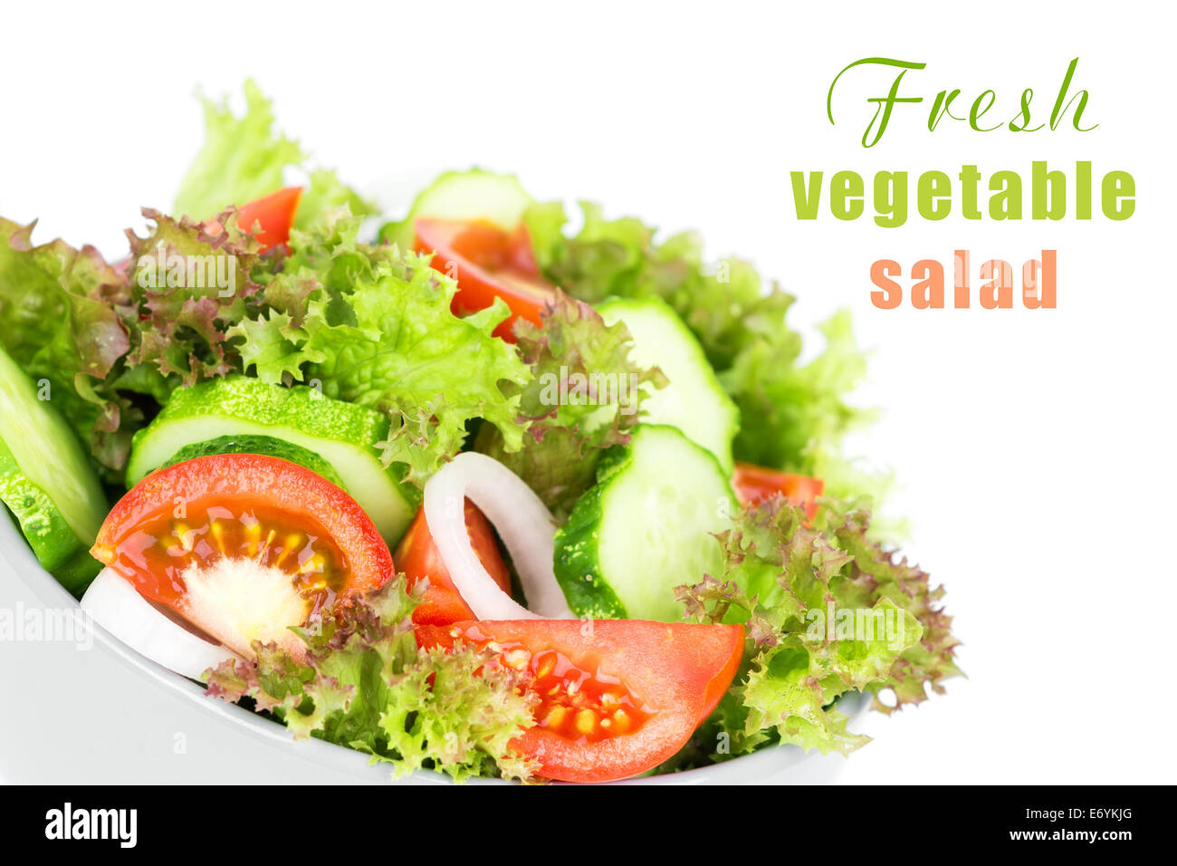 Fresh vegetable salad on white background Stock Photo - Alamy
