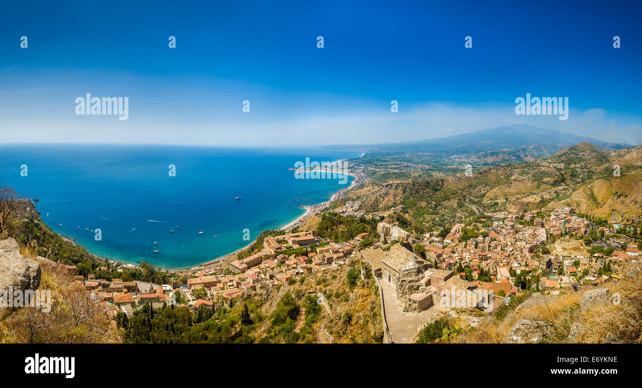 Taormina high resolution panorama. Sicily, Italy Stock Photo - Alamy