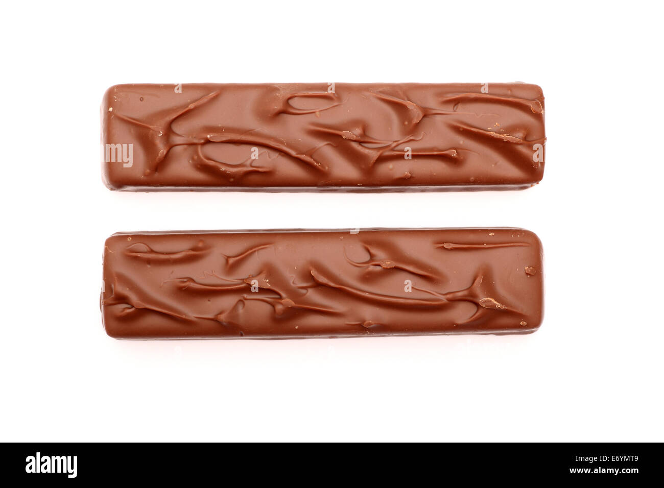 Two chocolate bars on white background. Closeup Stock Photo - Alamy
