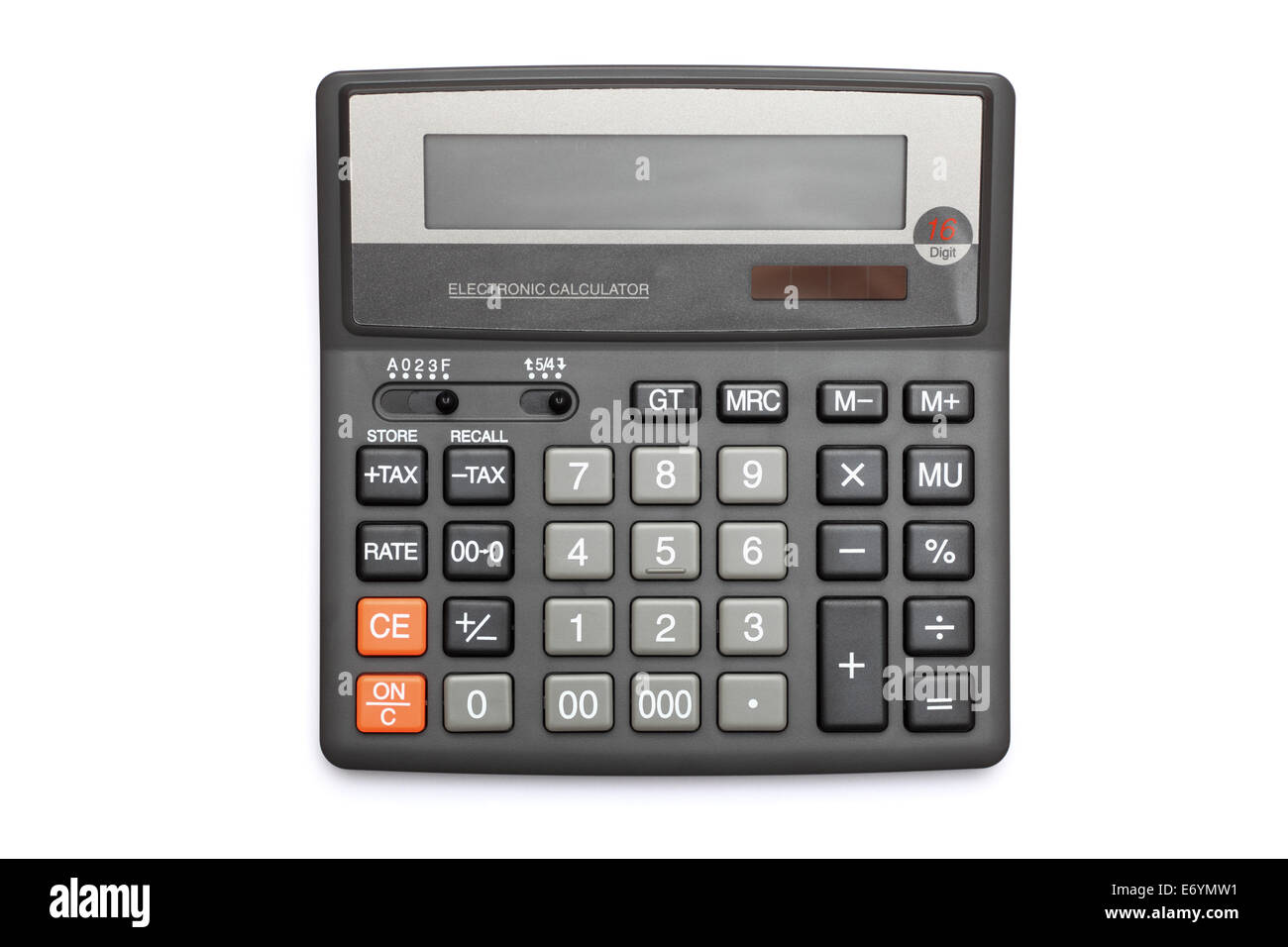 Financial calculator on white background. Closeup Stock Photo - Alamy
