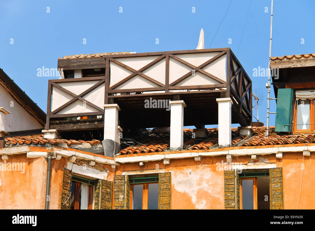 Roof terrace with Italian house Stock Photo - Alamy