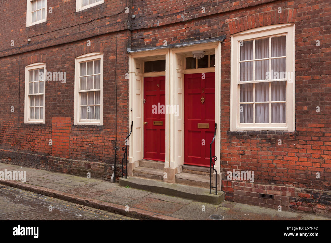 Two red front doors in Boston, England Stock Photo - Alamy