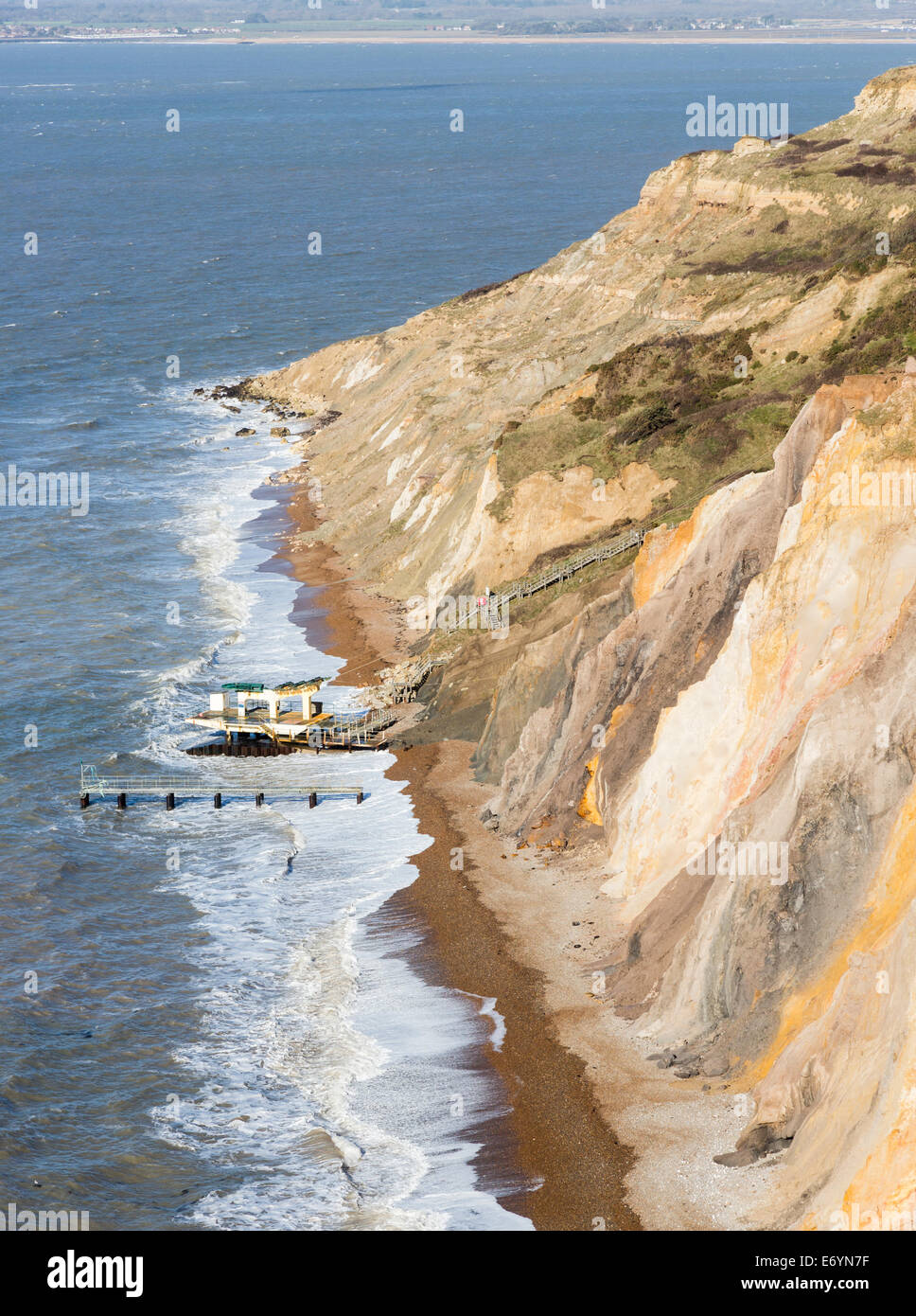 The multi-coloured Eocene sand cliffs of Alum Bay, Isle of Wight, from ...