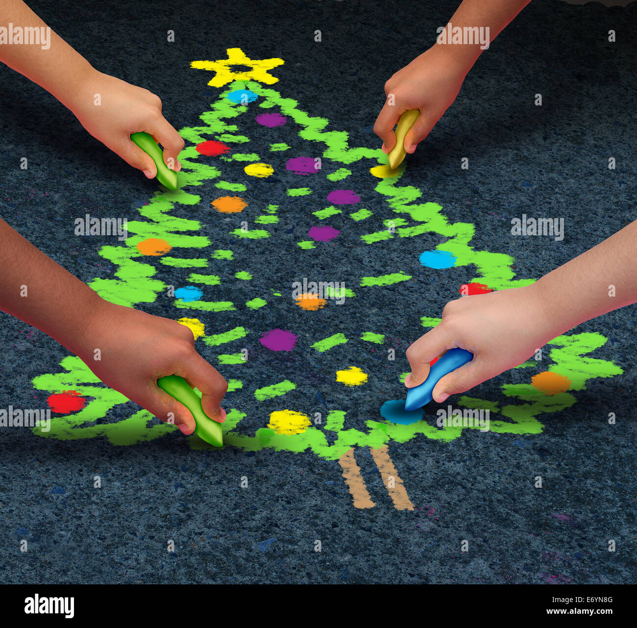 Community Christmas concept as a group of multicultural children ...