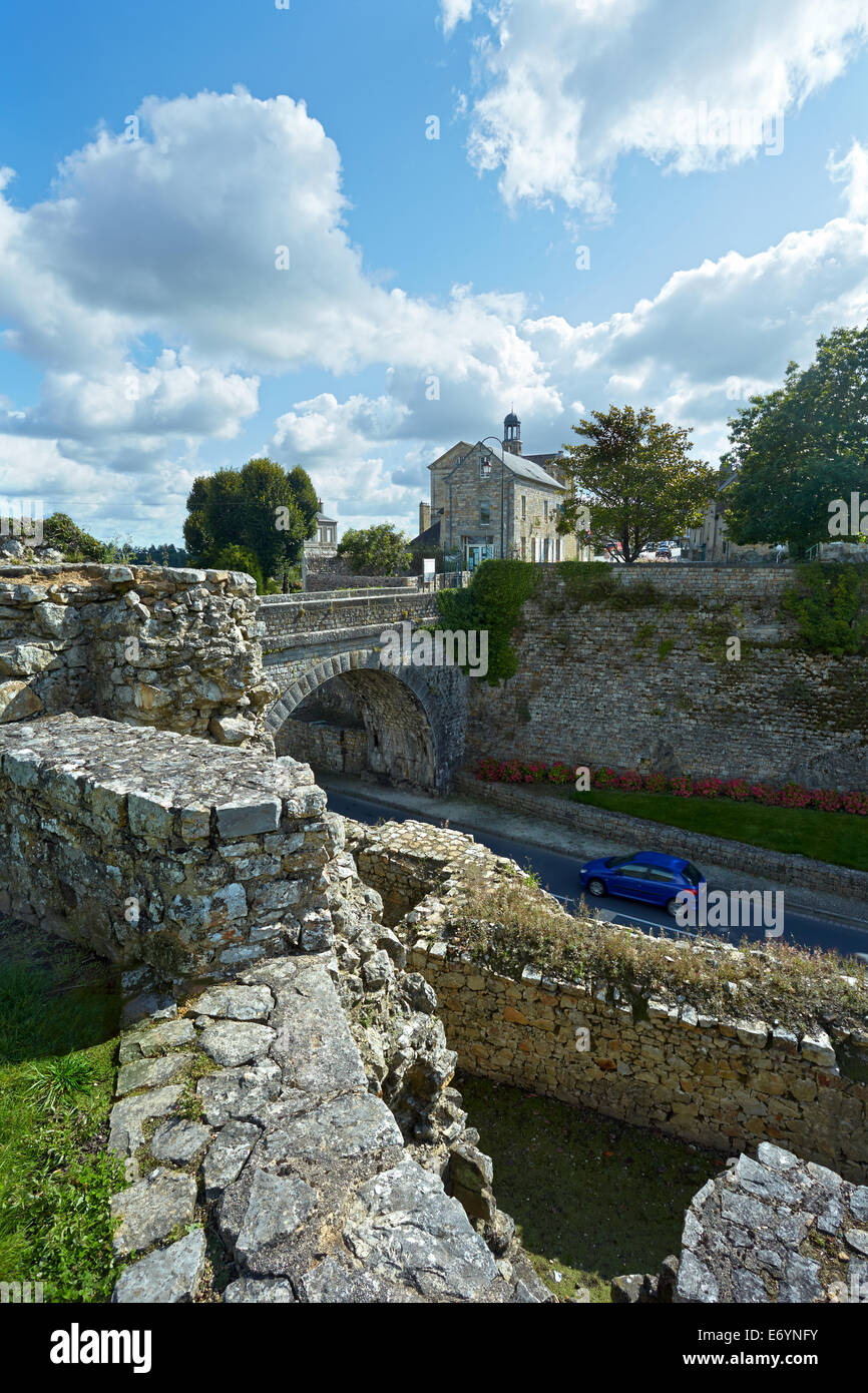 View of Domfront old town, from the ruined castle. Normandy, France ...