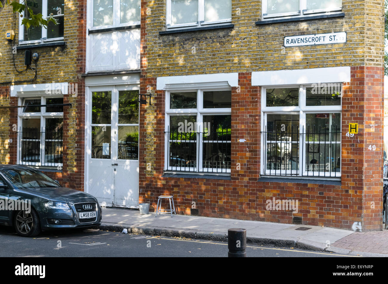 Stock photo Front View of BRAWN restaurant in Shoreditch, East London ...