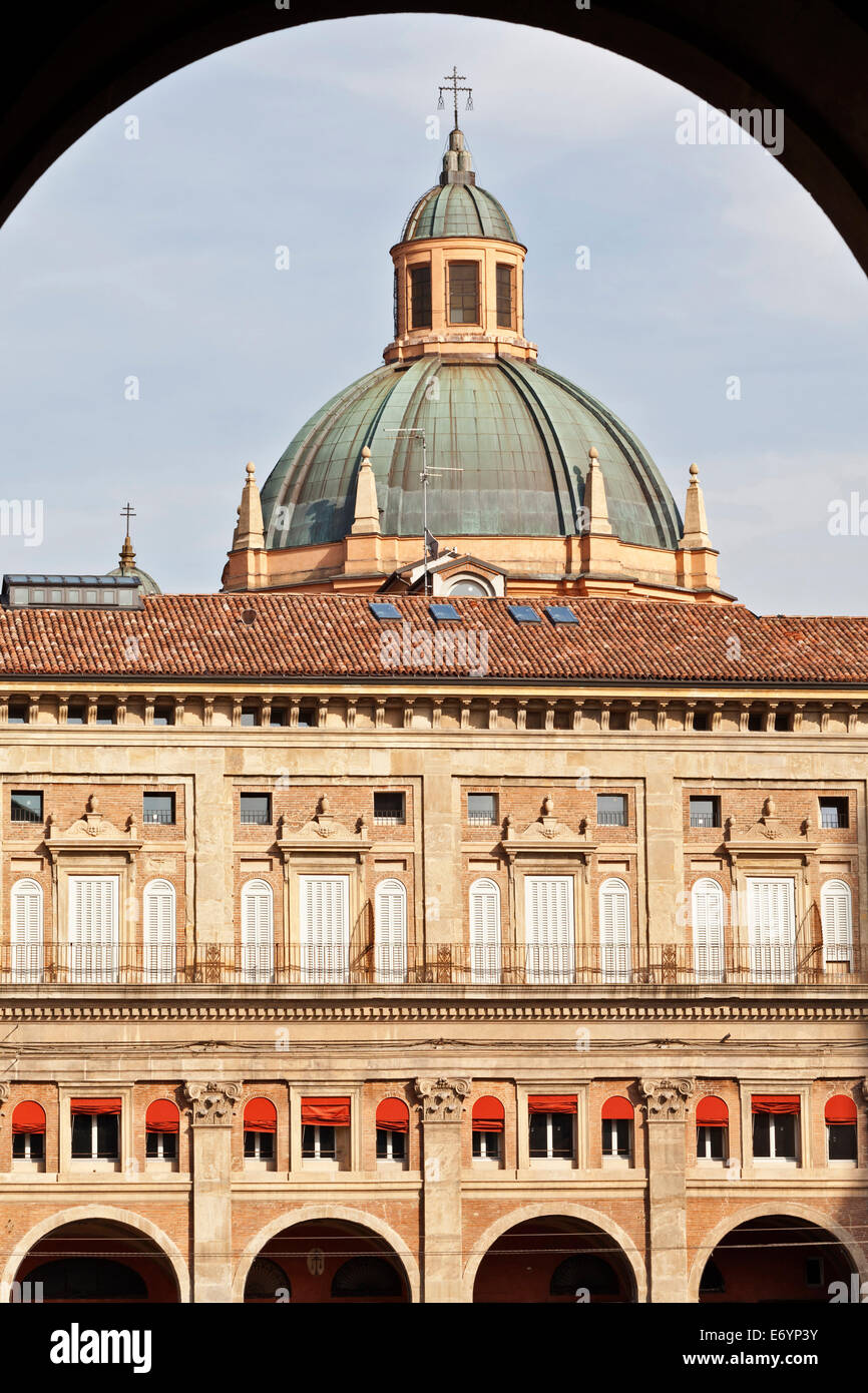 Piazza Maggiore and Cathedral Dome Bologna Emilia-Romagna Italy Stock ...