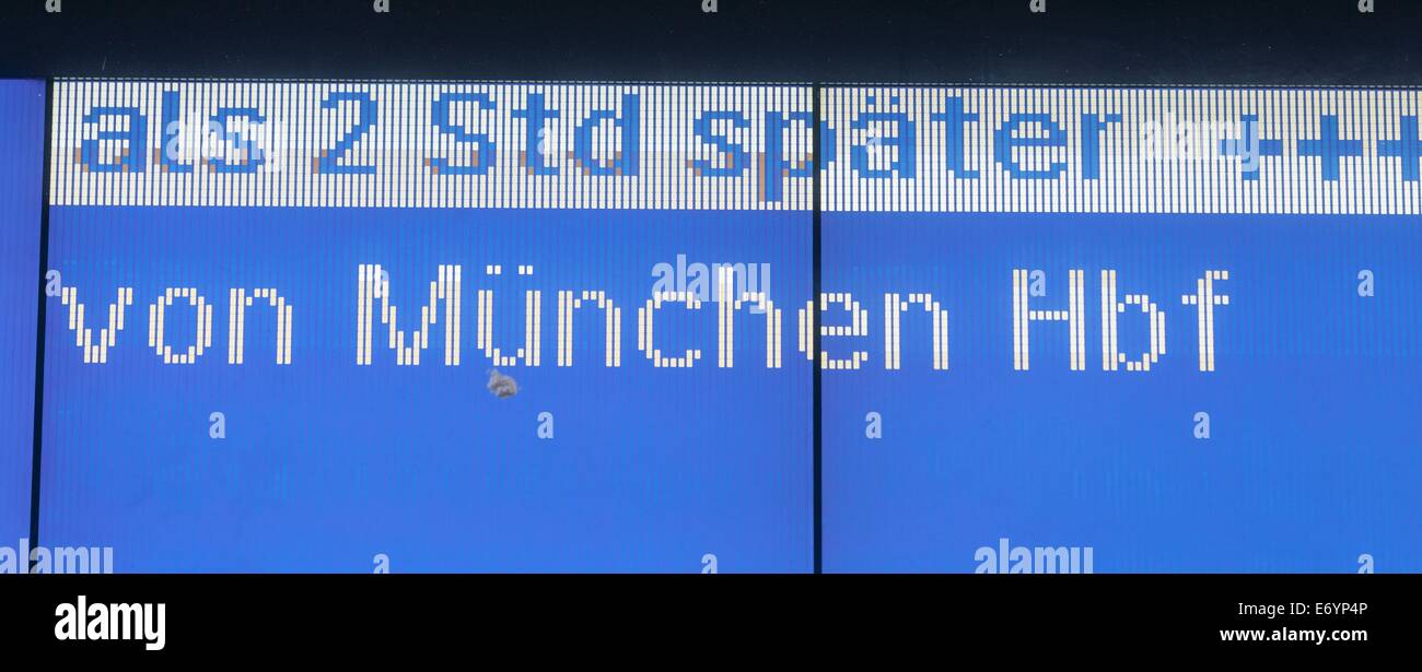 Hamburg, Germany. 01st Sep, 2014. A display panel shows the message ...