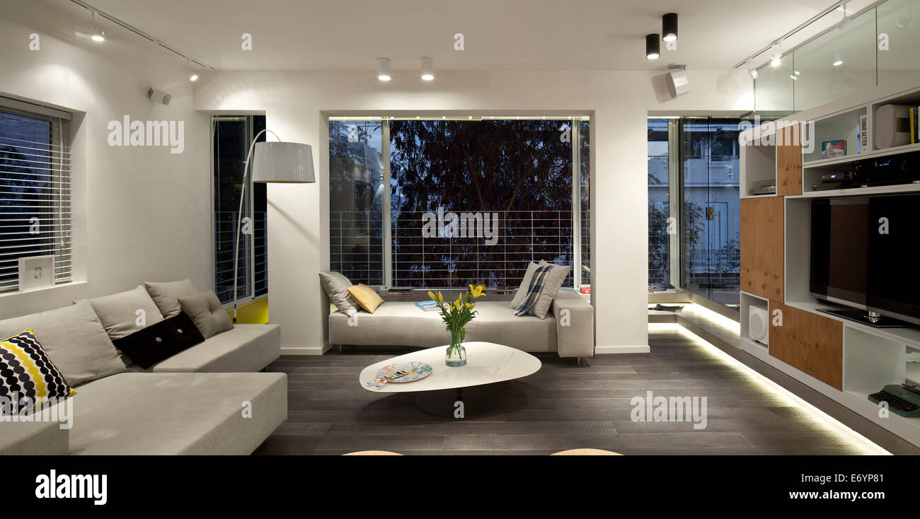 Luxury living room with plasma screen in Amir Navon House, Israel Stock ...