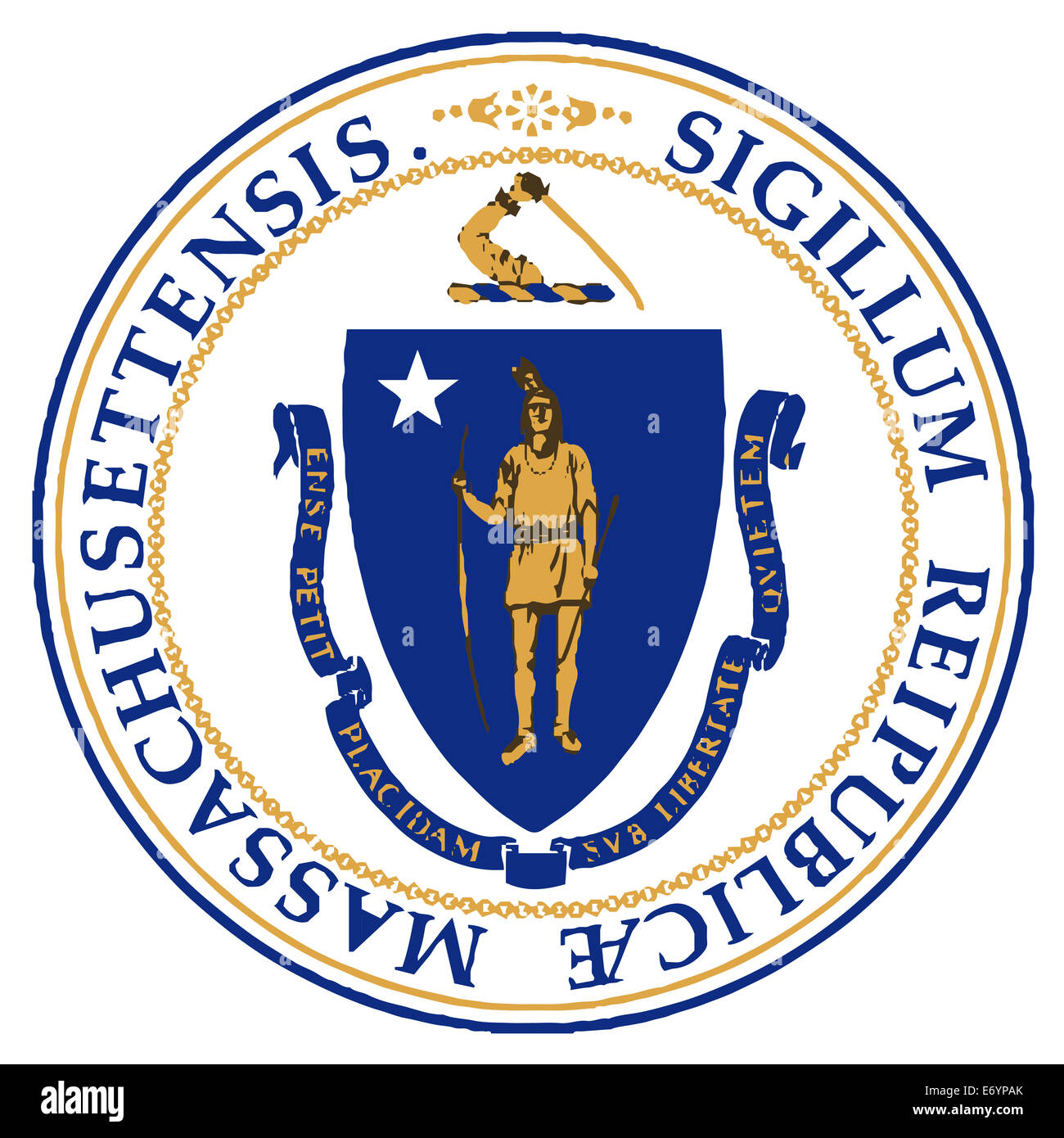 The State Seal of Massachusetts on a white background Stock Photo - Alamy