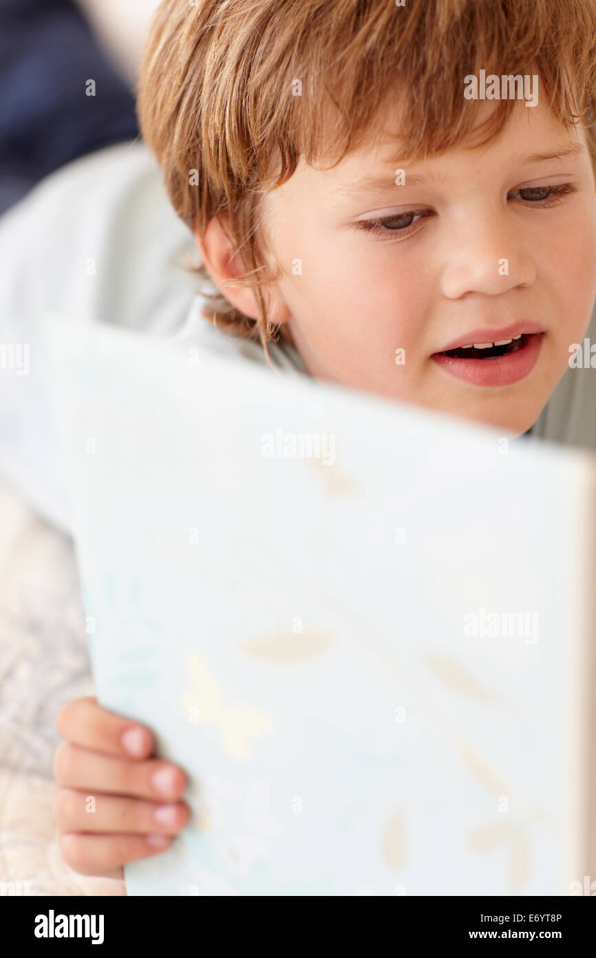 Young boy with book Stock Photo - Alamy