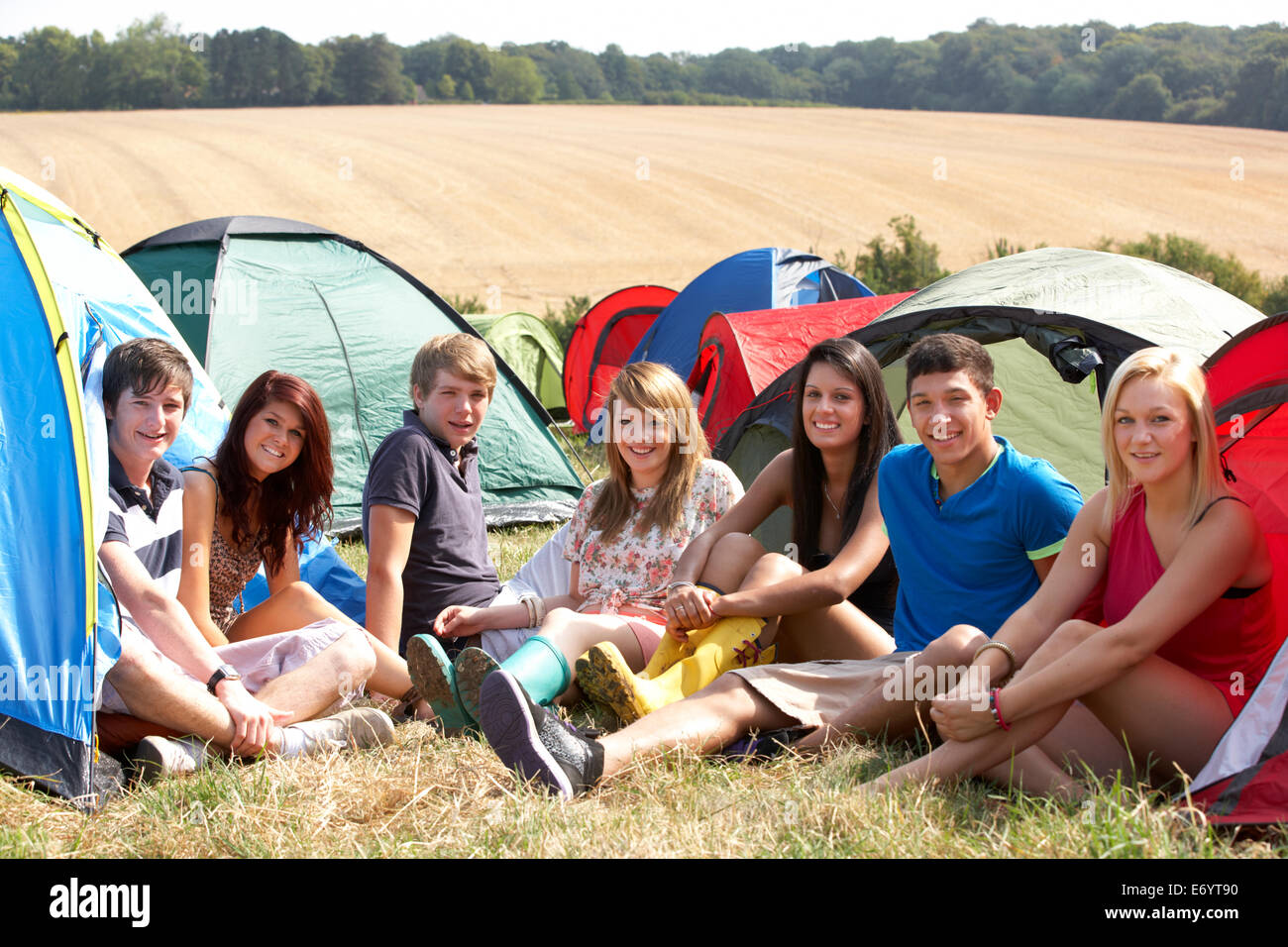 Young people on camping trip Stock Photo - Alamy