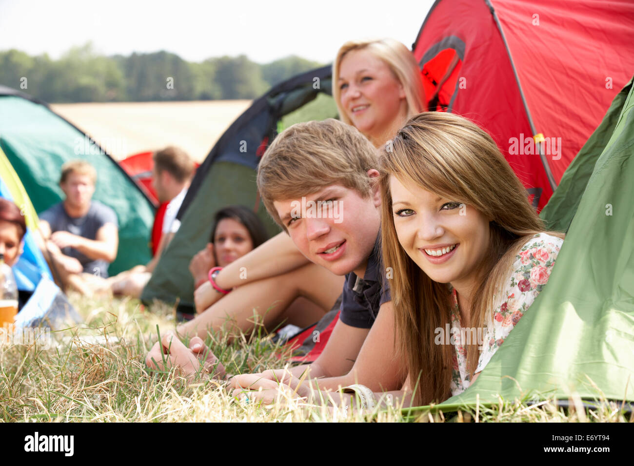 Young people on camping trip Stock Photo - Alamy