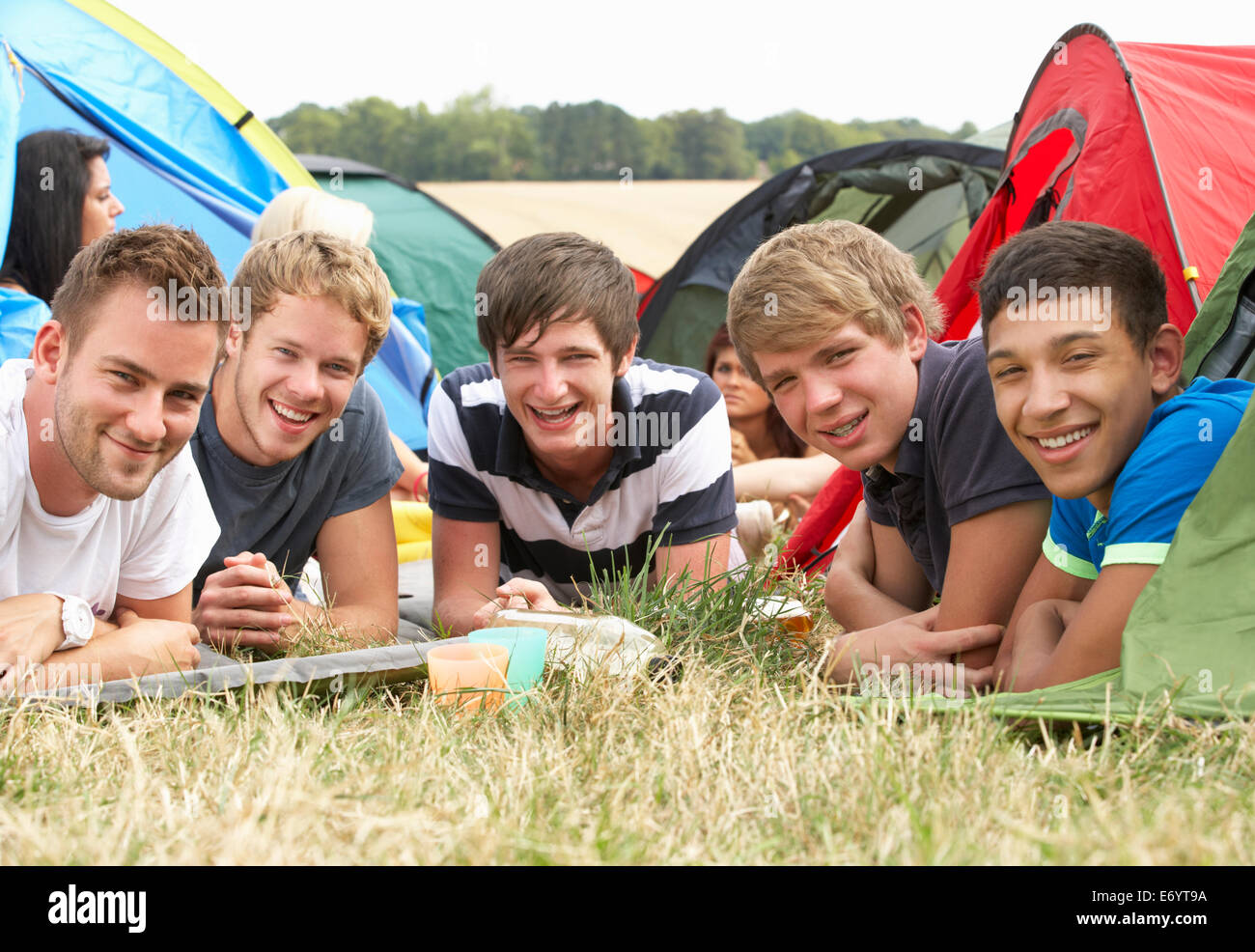 Young people on camping trip Stock Photo - Alamy