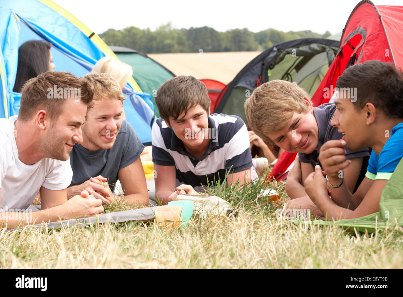 Young people on camping trip Stock Photo - Alamy