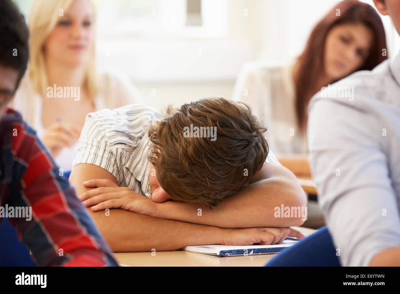 Student asleep in class Stock Photo - Alamy