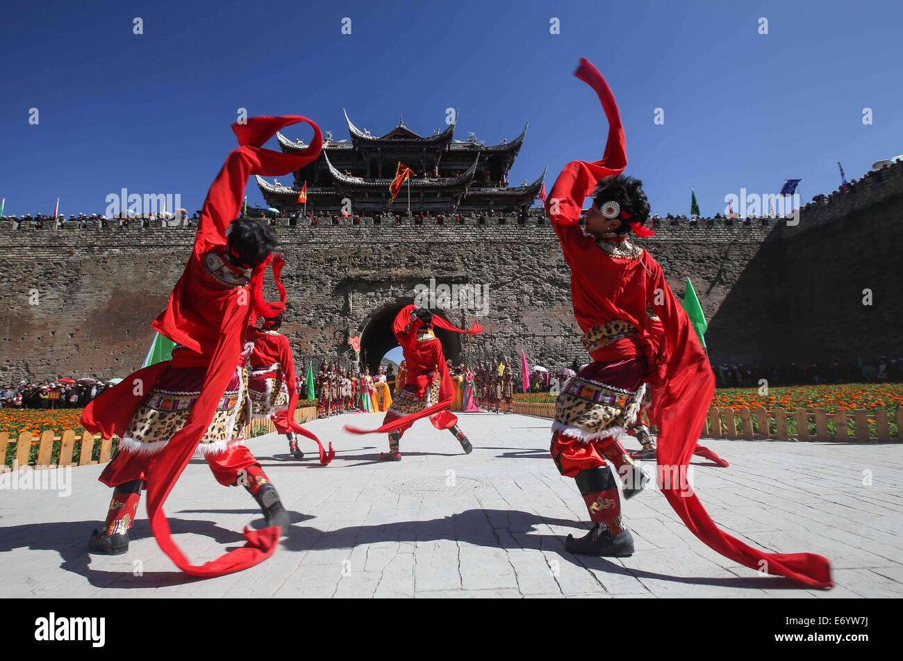Songpan, China's Sichuan Province. 2nd Sep, 2014. Performers act in a ...