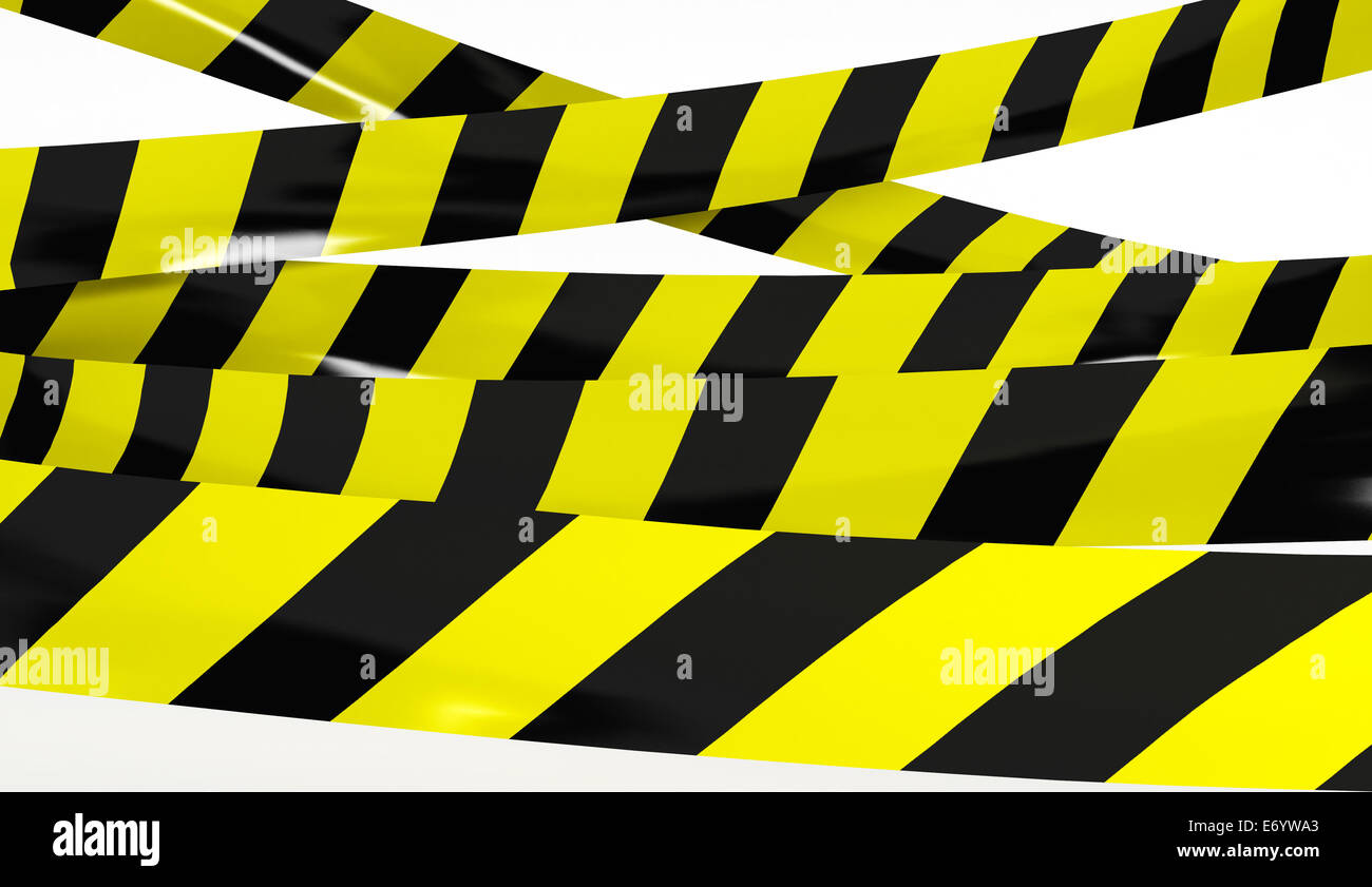 3D render of Restrictive tape yellow and black colors Stock Photo - Alamy