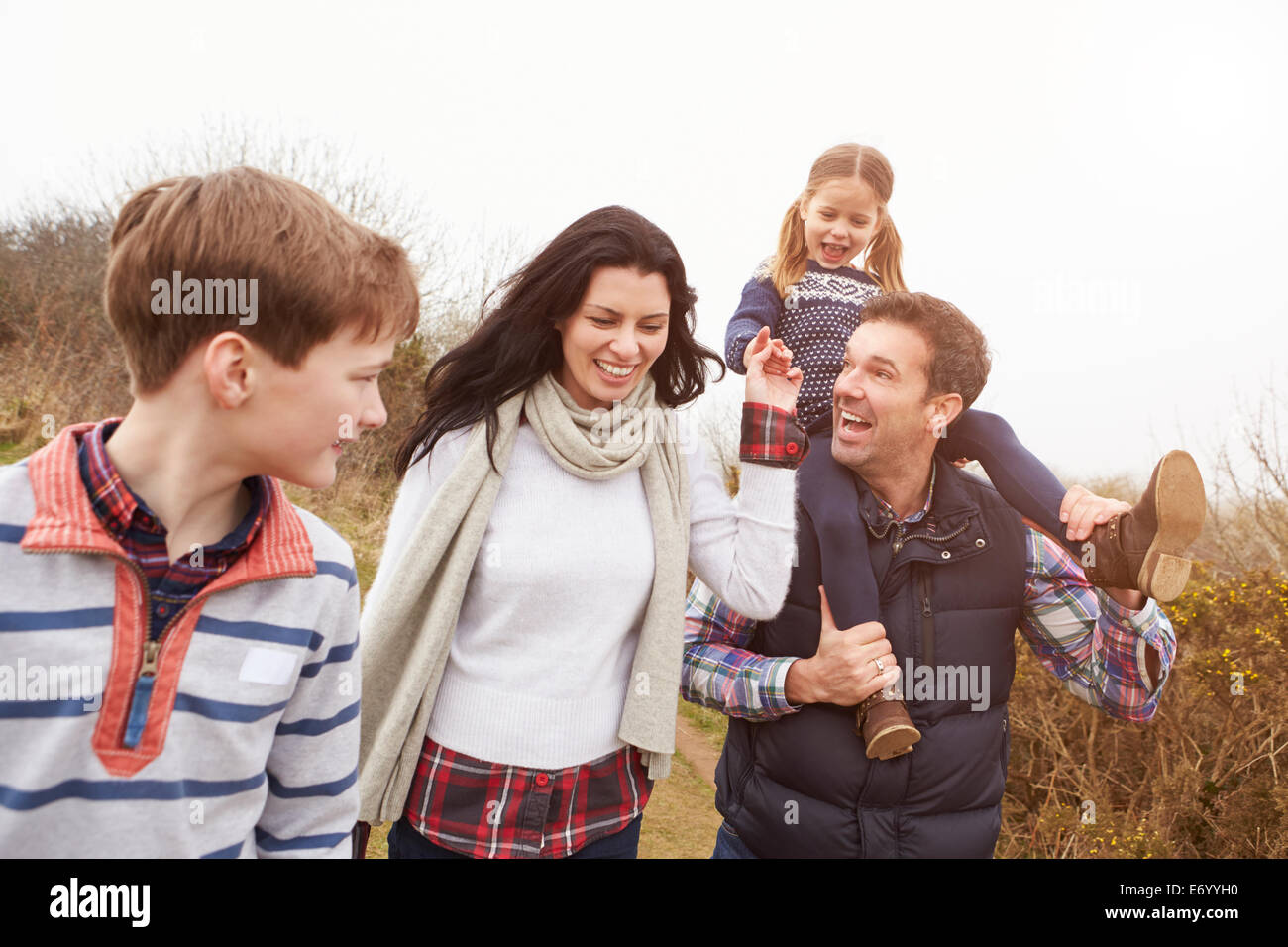 Family On Countryside Walk Stock Photo - Alamy