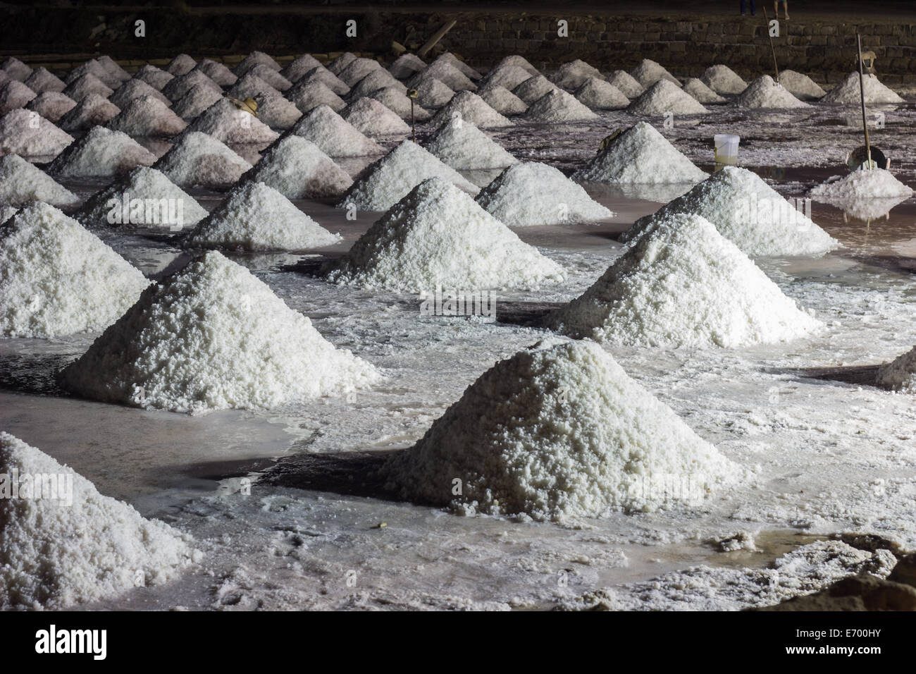 salt mounds" "sea salt" salt night dark white black Stock Photo - Alamy