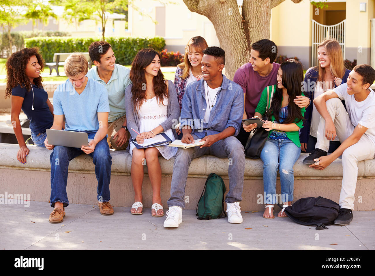 Outdoor Portrait Of High School Students On Campus Stock Photo - Alamy