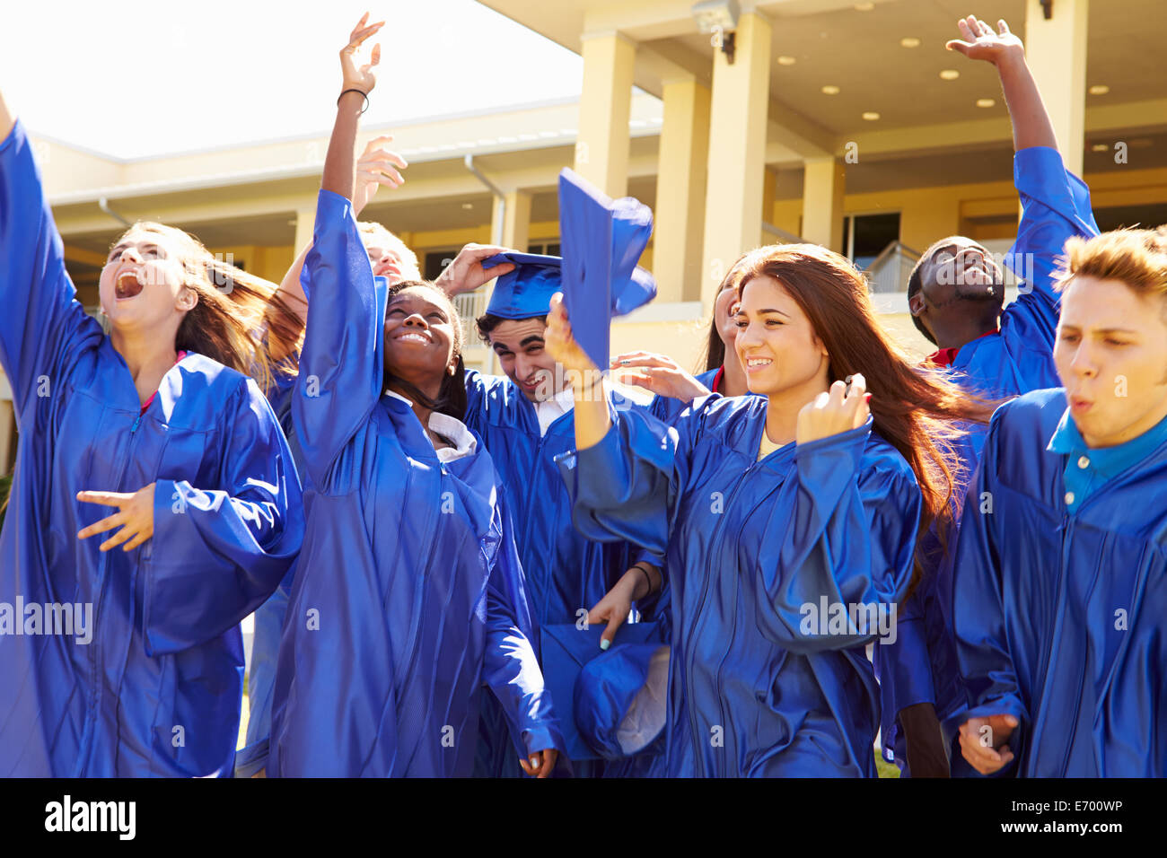 Students celebrating school hi-res stock photography and images - Alamy