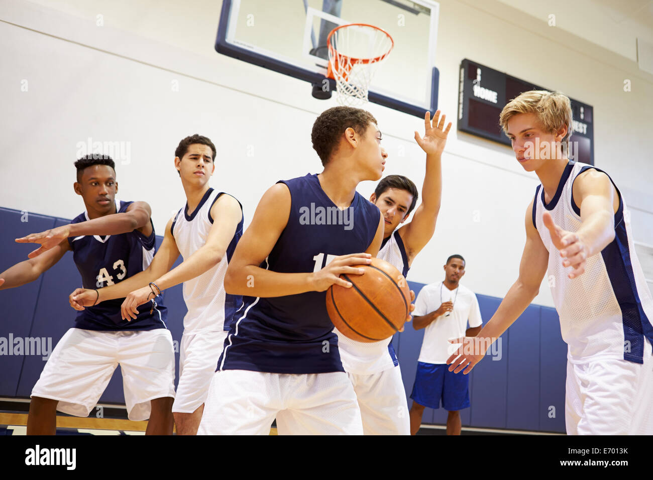 Male High School Basketball Team Playing Game Stock Photo - Alamy