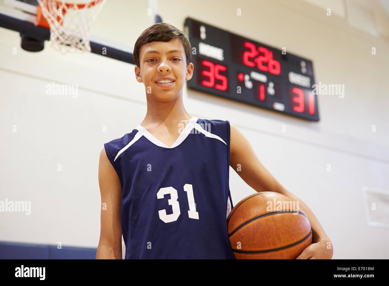 Portrait Of Male High School Basketball Player Stock Photo - Alamy