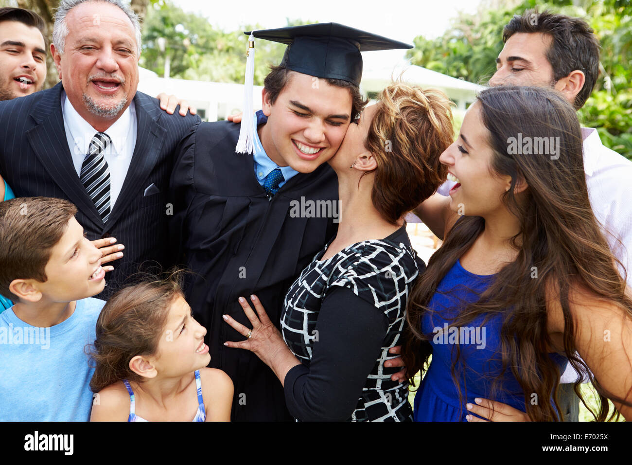 Hispanic Student And Family Celebrating Graduation Stock Photo - Alamy