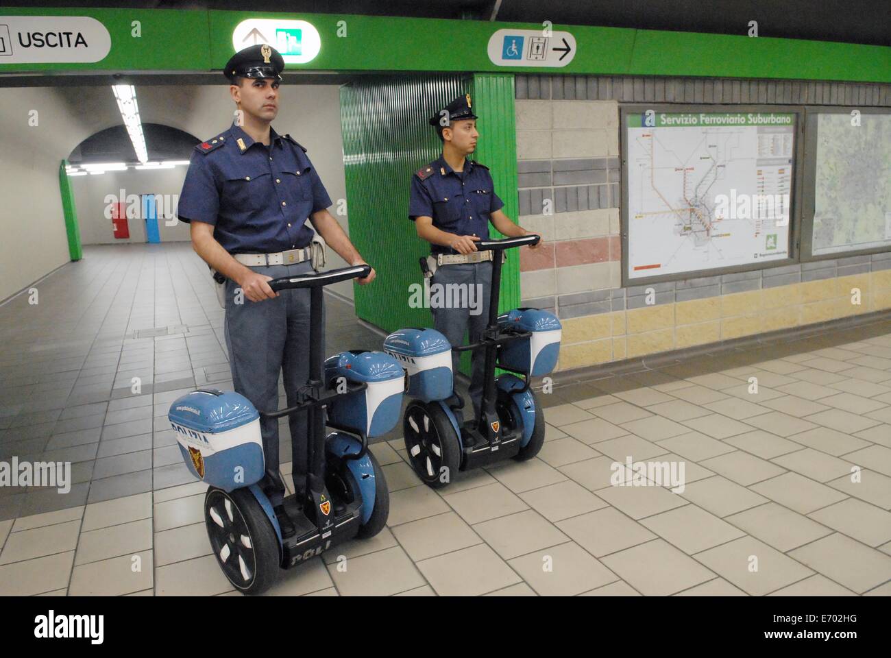 Milan (Italy), suburban railways, Garibaldi station, police in security ...