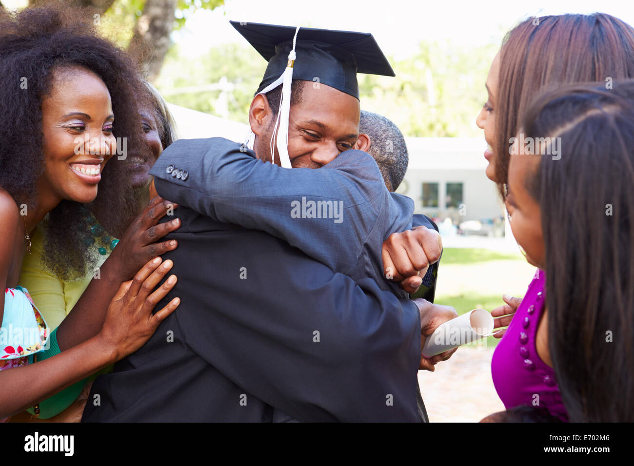 African American Student Celebrates Graduation Stock Photo - Alamy