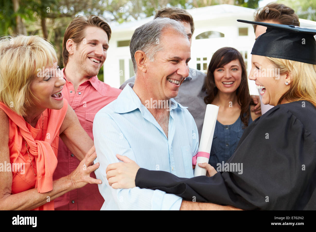 Female Student And Family Celebrating Graduation Stock Photo - Alamy